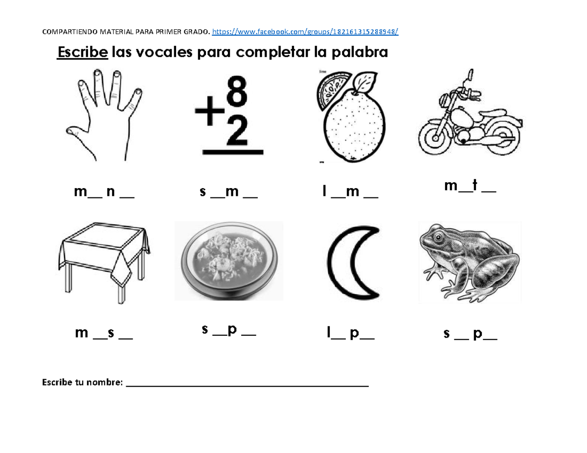 Material Presilabico - Silabico: Actividades de Llenado de Vocales ...