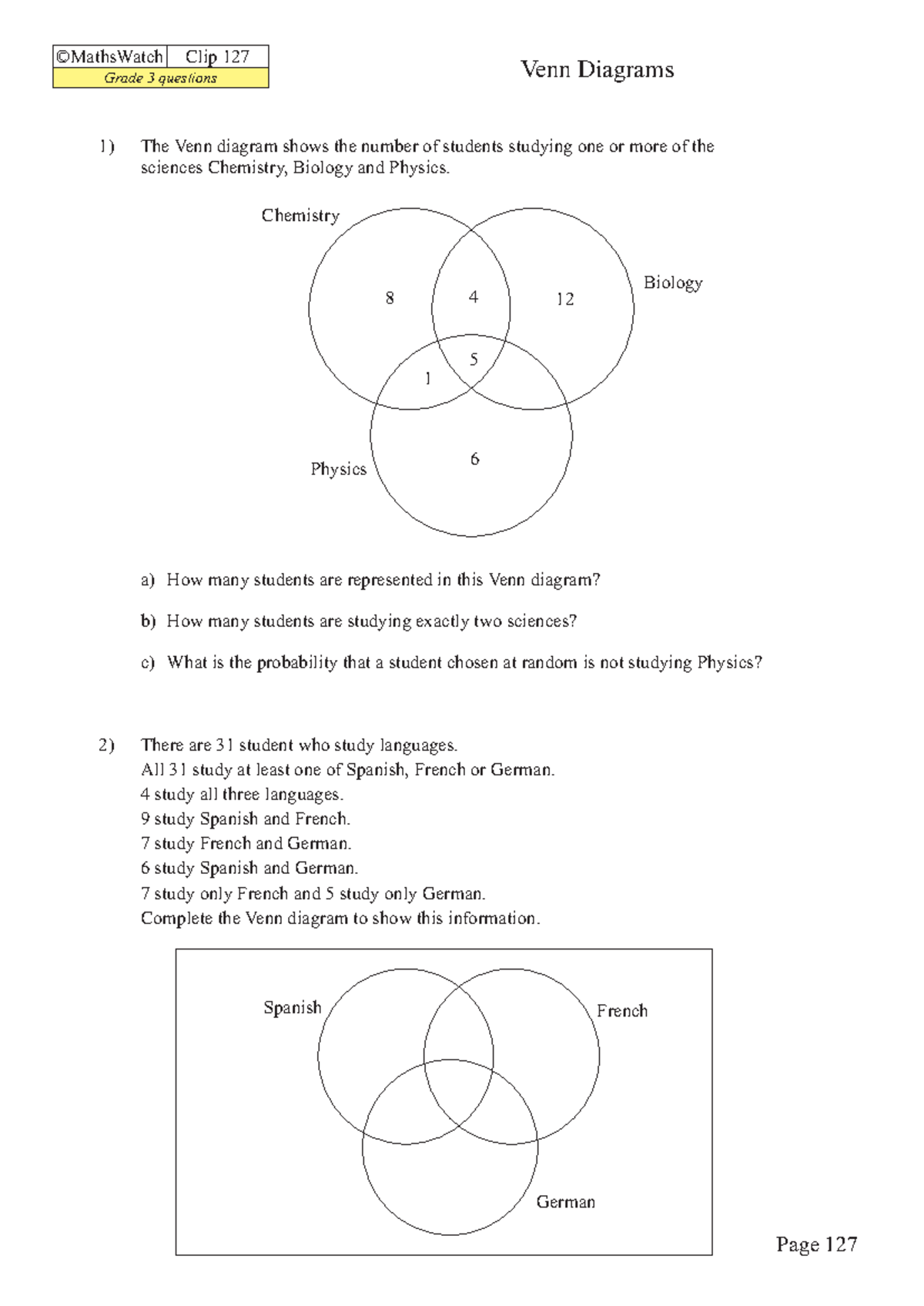 Grade 3 Venn Diagrams - Summary of Science & Language Problems - Studocu