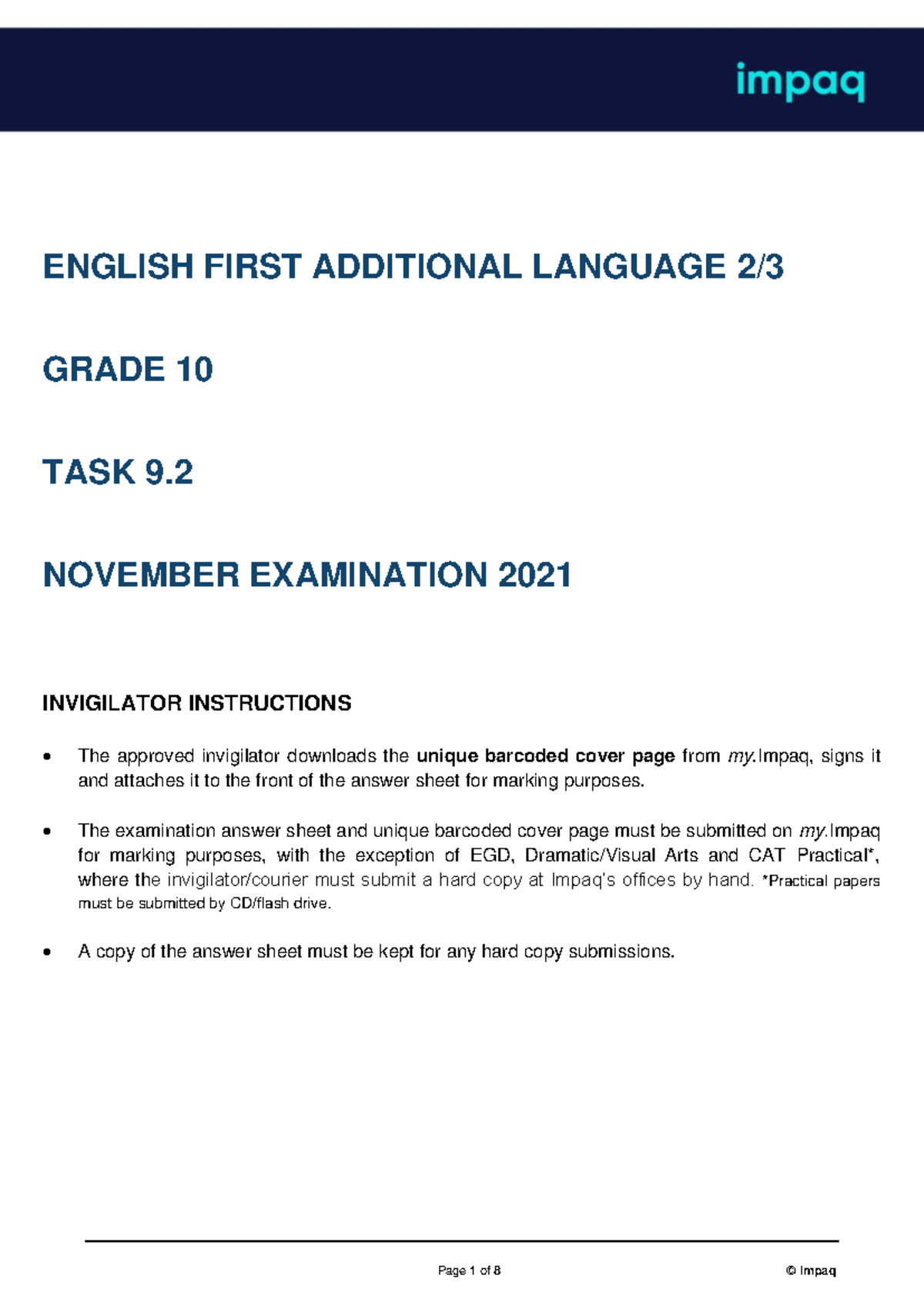 2021 FAL G10 Nov Exam Paper 2: Literature & Poetry Analysis - Studocu