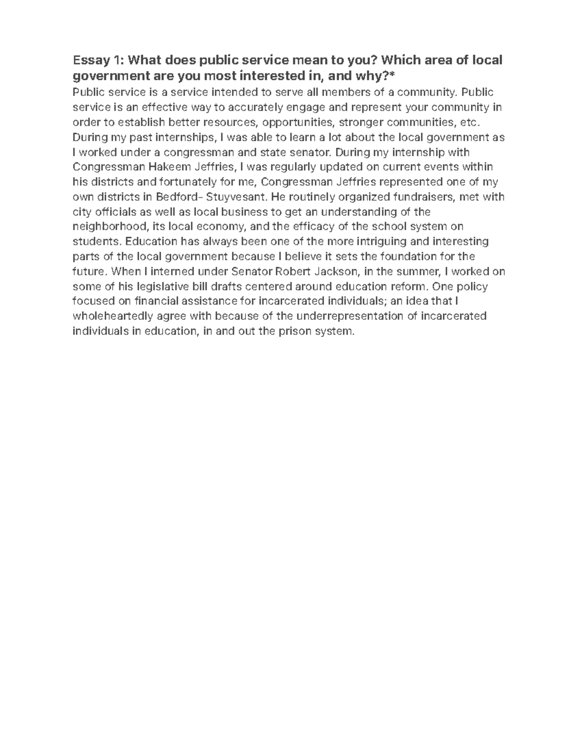 Essay 1: What Public Service Means to Me and Local Government Insights ...