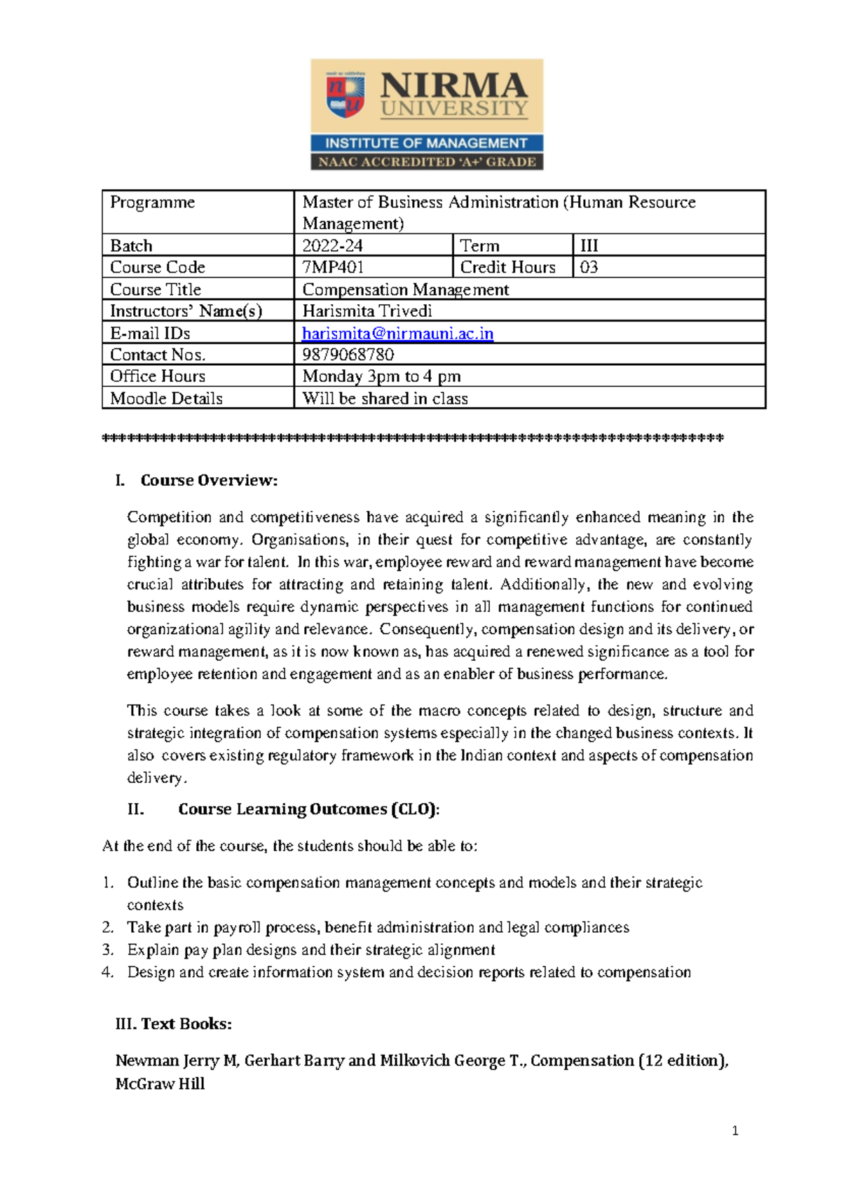 CM 7MP401: Lecture Notes on Compensation Management - Studocu