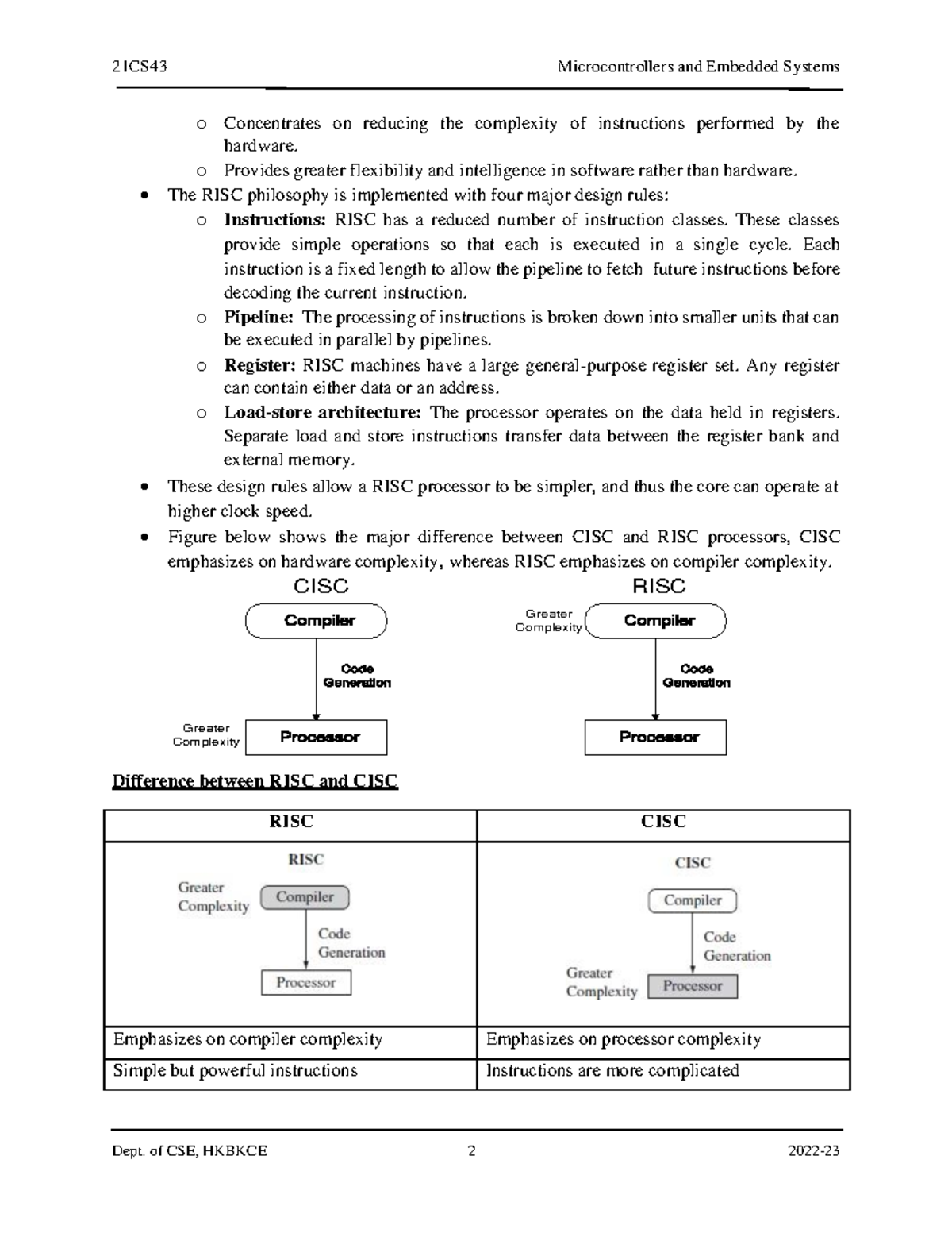 MCES RISC and ARM Design Philosophy Exam Notes for Modules 1 & 2 - Studocu