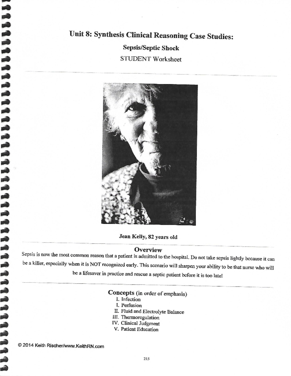 Unit 8: Clinical Reasoning Case Study on Sepsis - Jean Kelly - Studocu