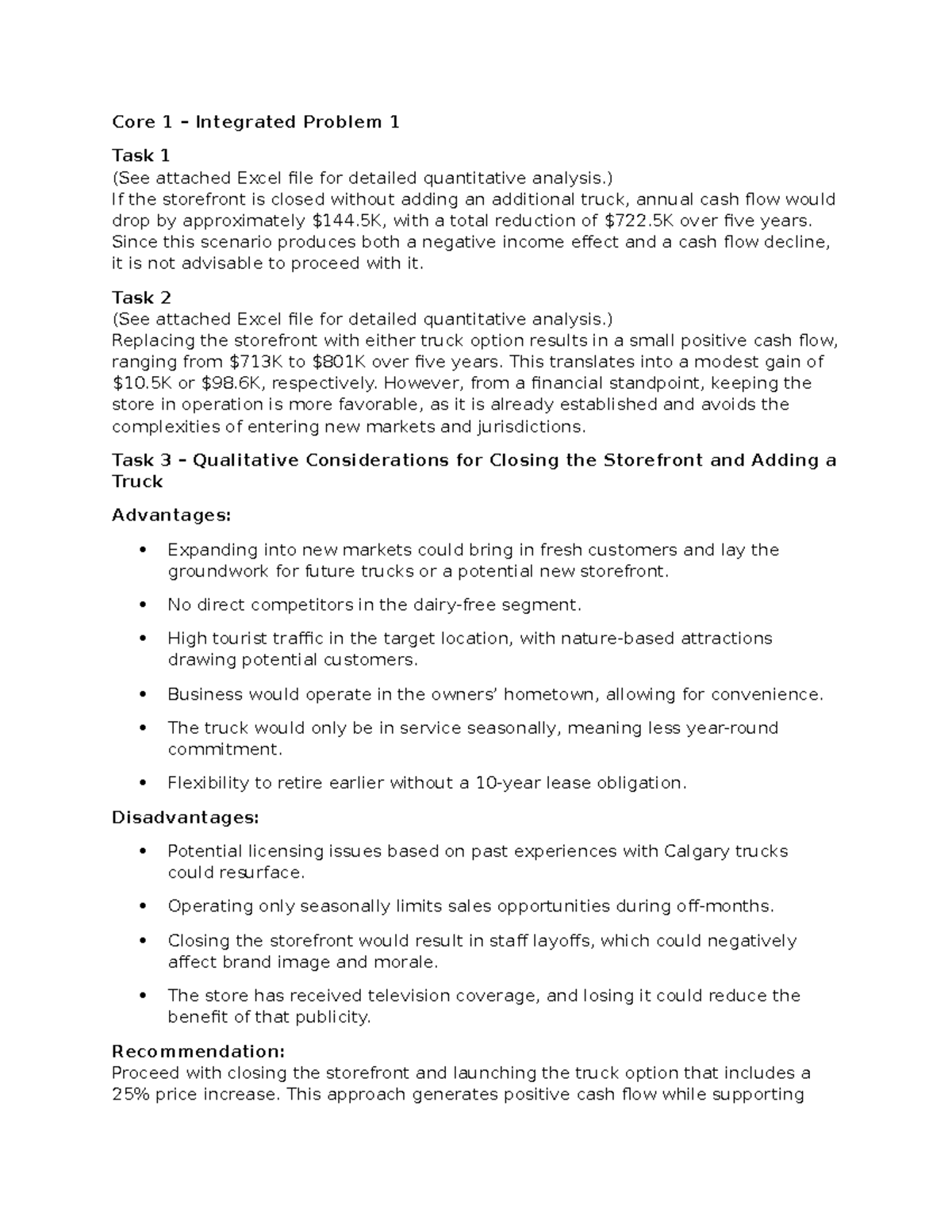 IP1 Integrated Problem 1 Analysis and Recommendations - Studocu