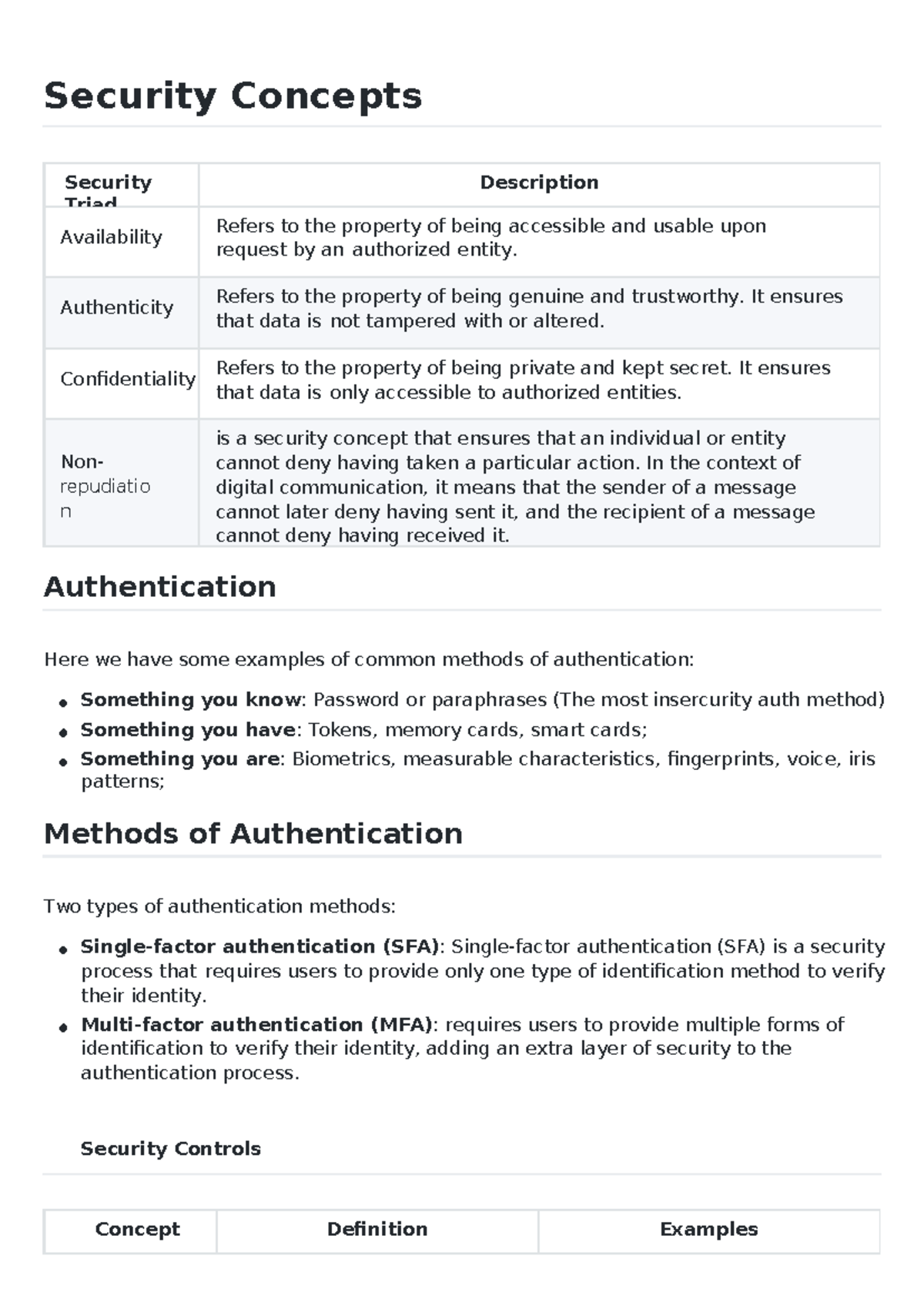 Security Concepts: Triad, Controls, Governance & Risk Management - Studocu