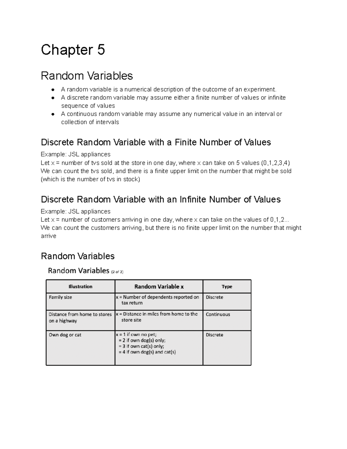 Chapter 5 - Chapter 5 Random Variables A random variable is a numerical ...