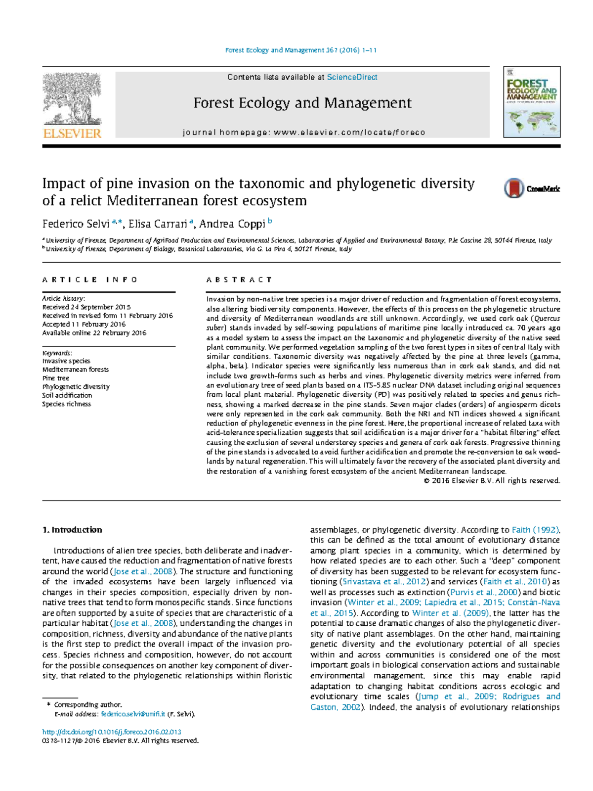 Impact of Pine Invasion on Taxonomic and Phylogenetic Diversity in ...