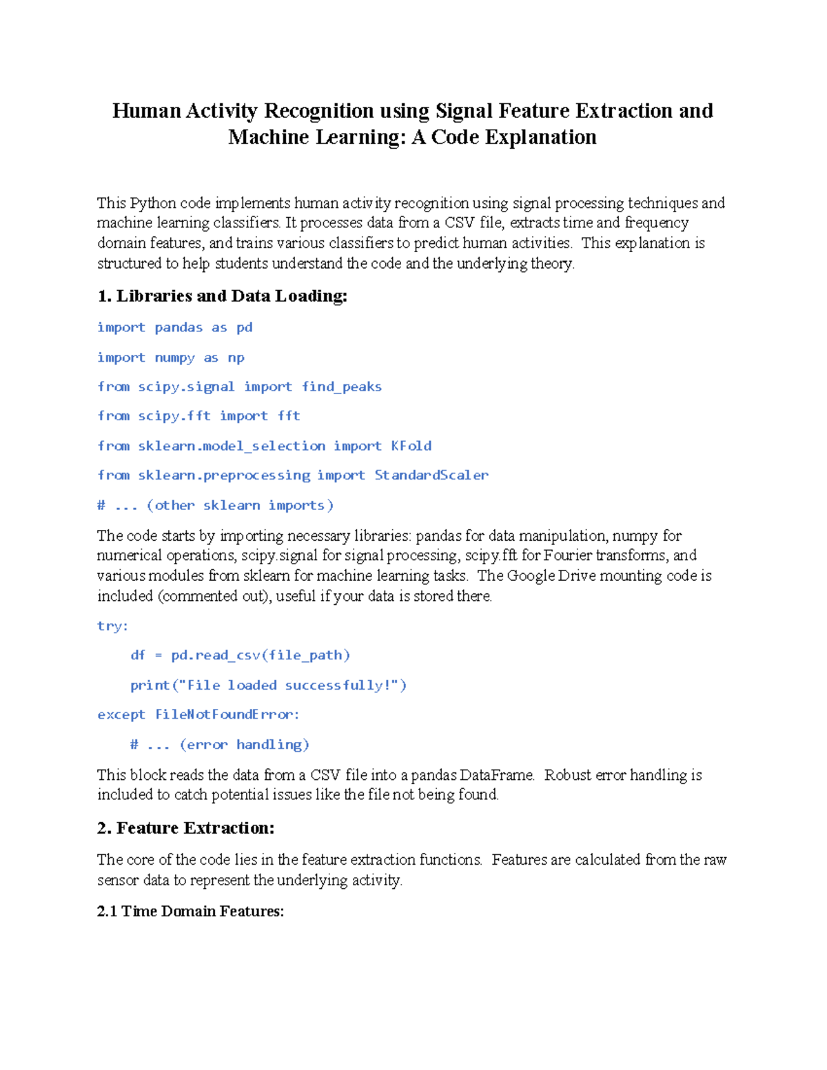 Human Activity Recognition: Signal Feature Extraction & ML Code ...