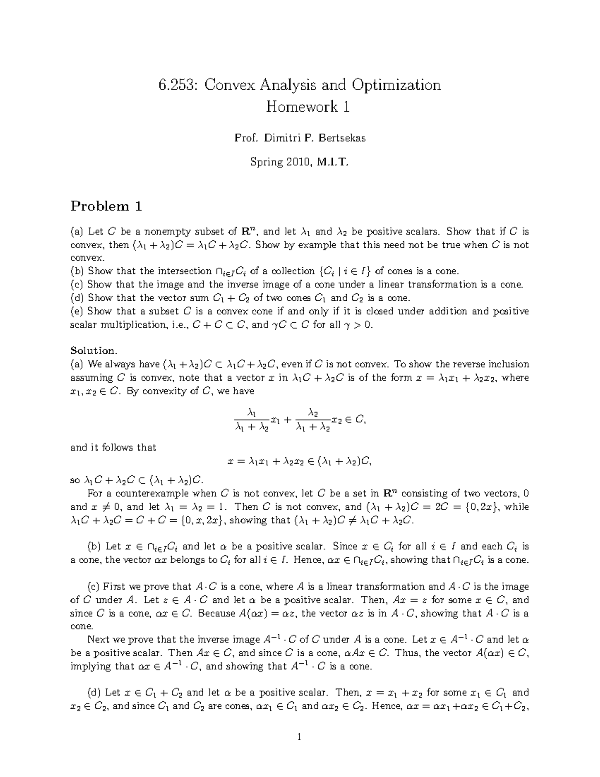 MIT6 253S12 hw01 sol - homework solution - 6: Convex Analysis and ...