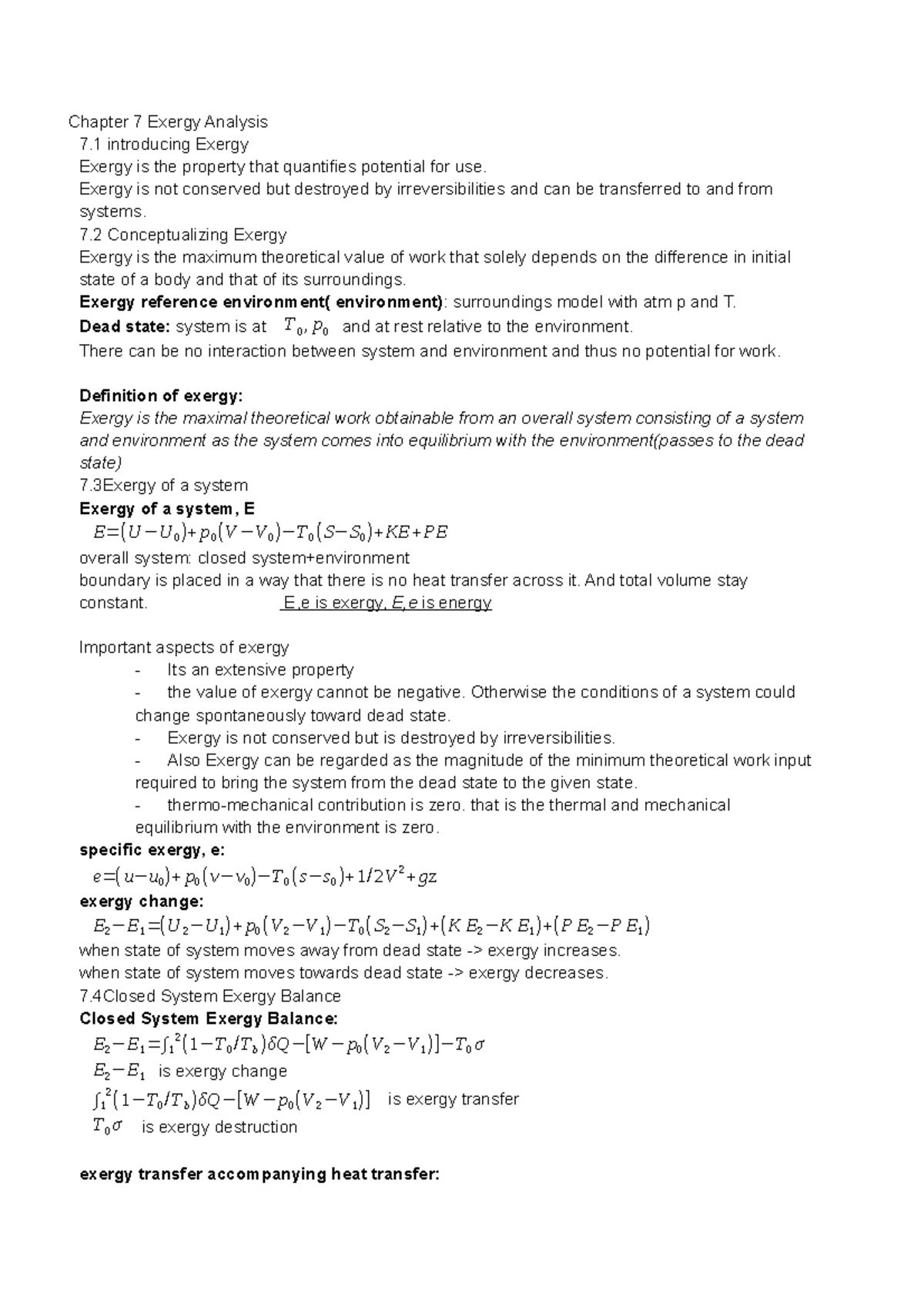 Chapter 7 Exergy Analysis: Key Concepts and Equations Explained ...