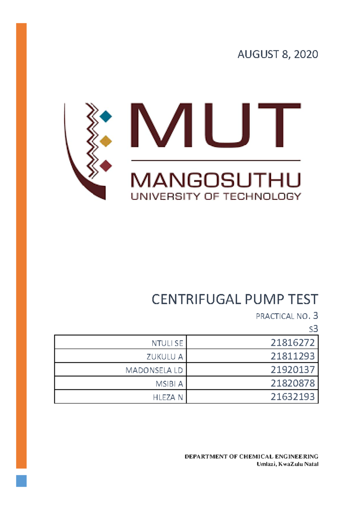 Centrifugal Pump Practical Report: Theory, Procedure, and Results - Studocu