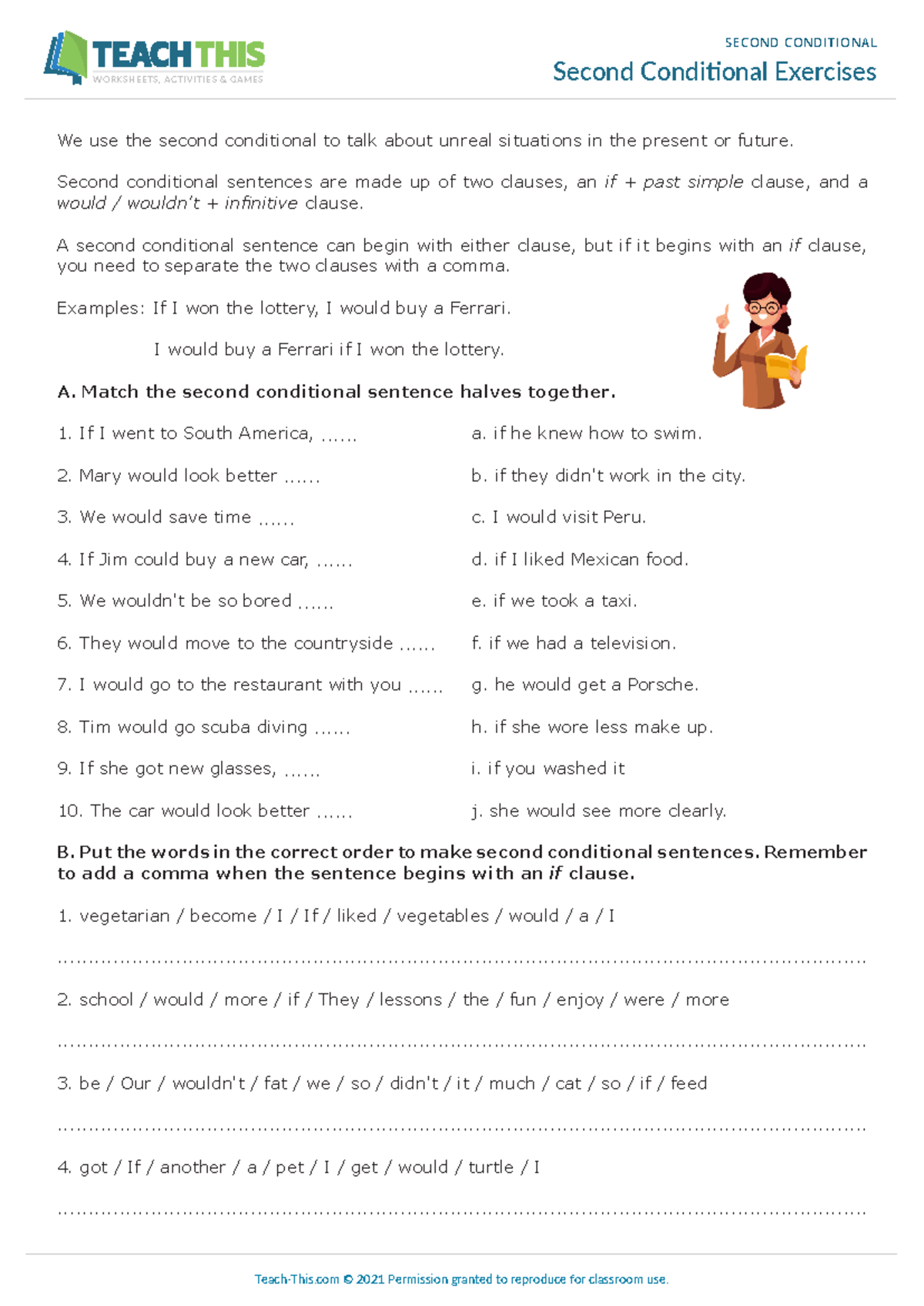 Second conditional exercises 2 3 - SECOND CONDITIONAL Second ...