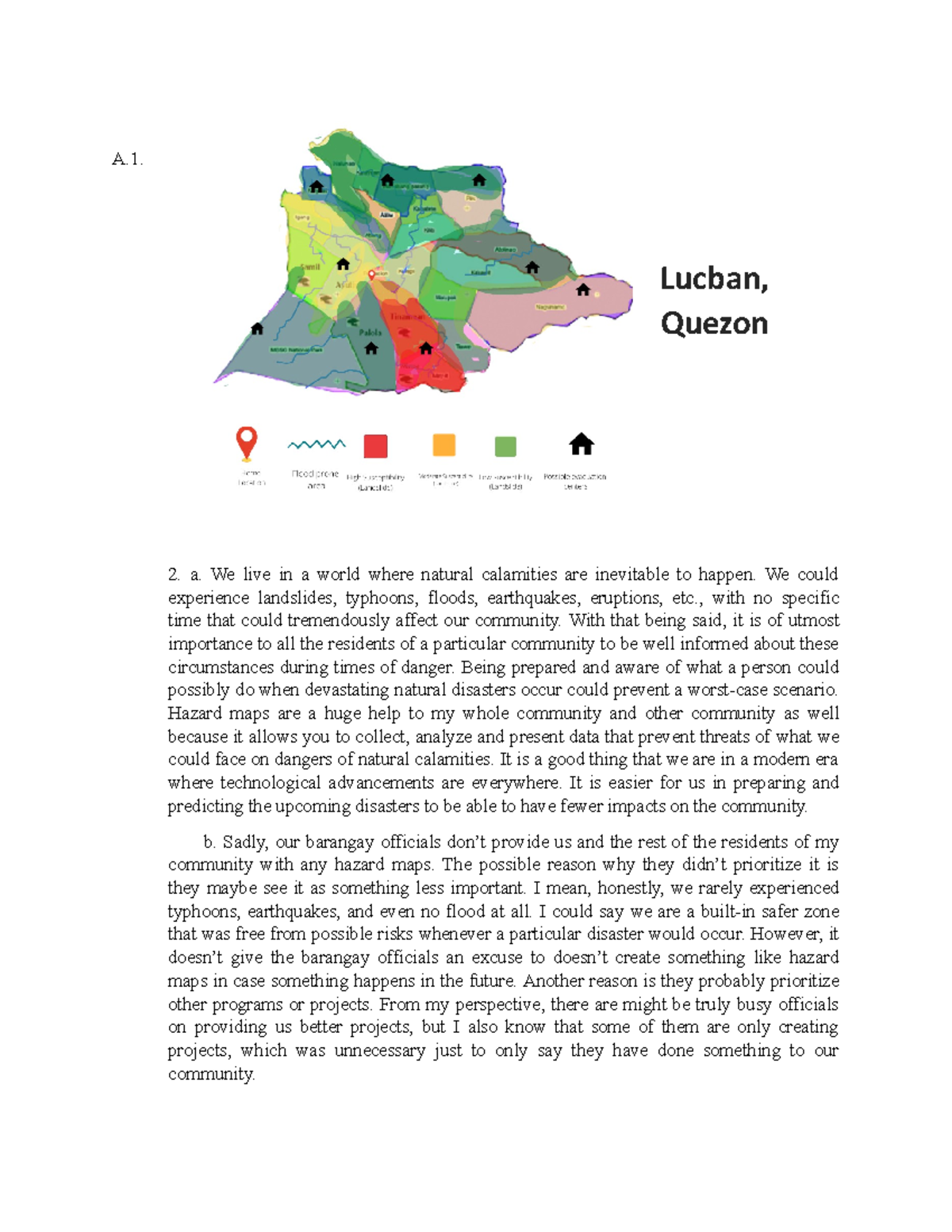 NSTP - hazard maps - A. a. We live in a world where natural calamities ...