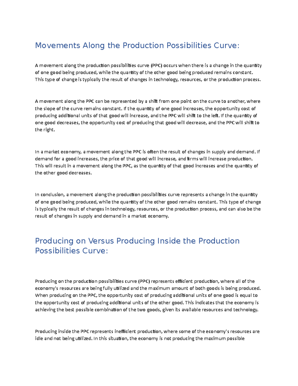Macro 2-2 - Movements Along the Production Possibilities Curve: A ...
