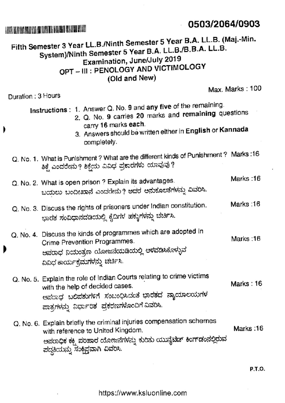 Penology and Victimology Study Guide - LLB 5th & BALLB 9th Sem 0503 ...