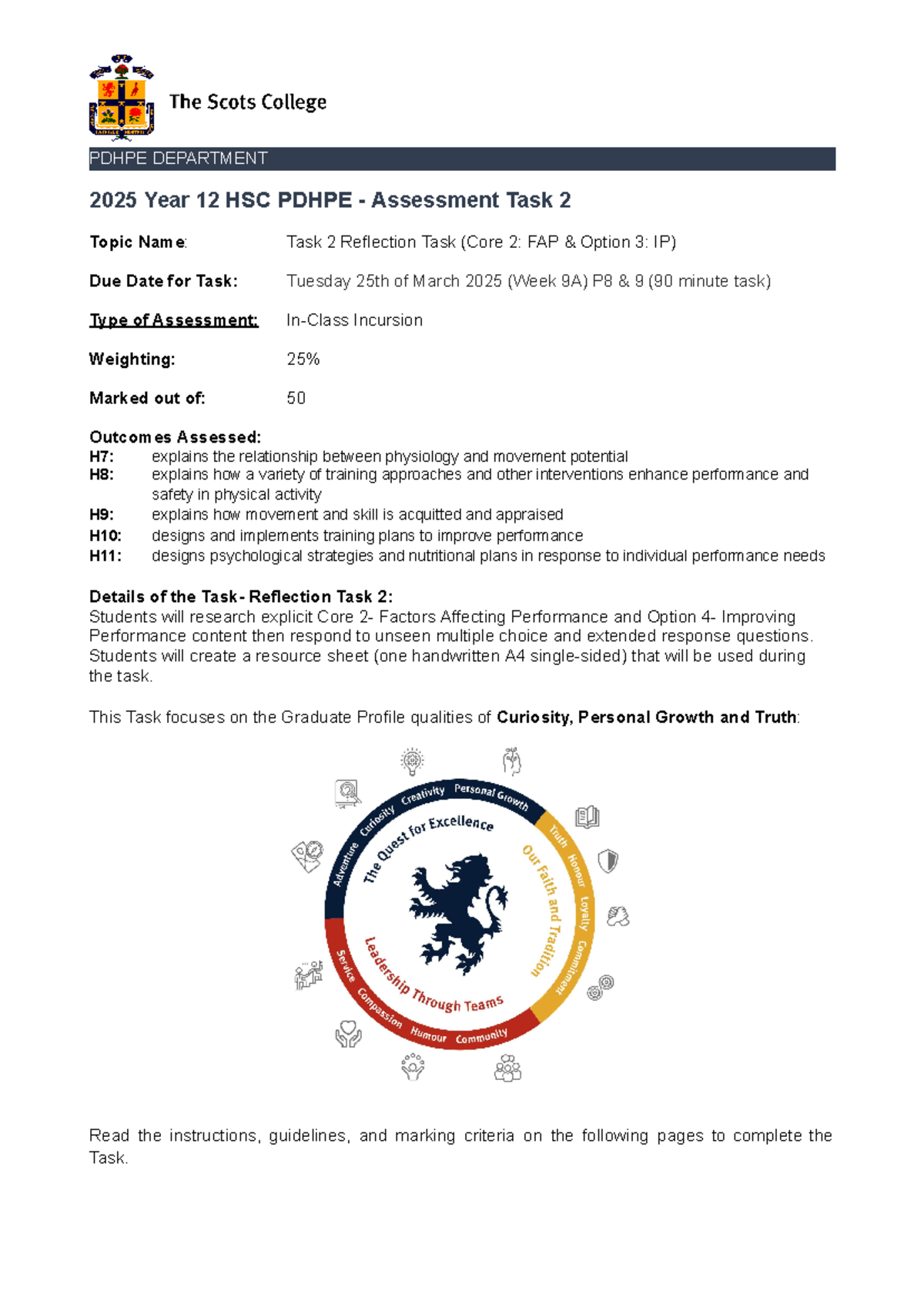 HSC Pdhpe Task 2 2025 - Assessment notification - o PDHPE DEPARTMENT 2025 Year 12 HSC PDHPE ...