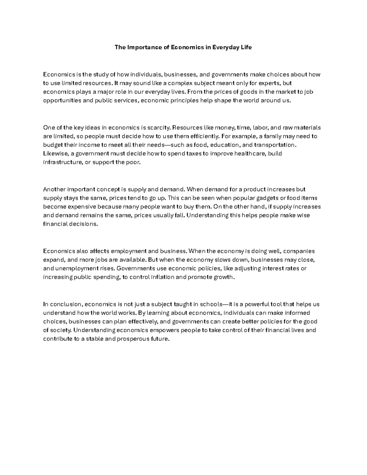 ECO 101: The Role of Economics in Daily Decision-Making - Studocu
