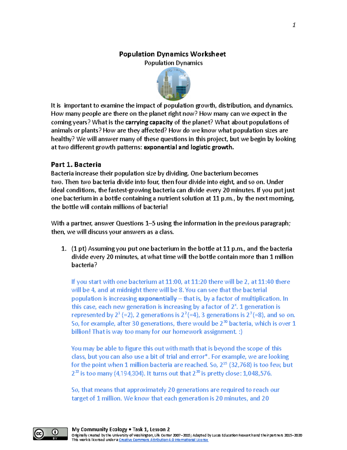 KEY Population dynamics worksheet - Population Dynamics Worksheet ...