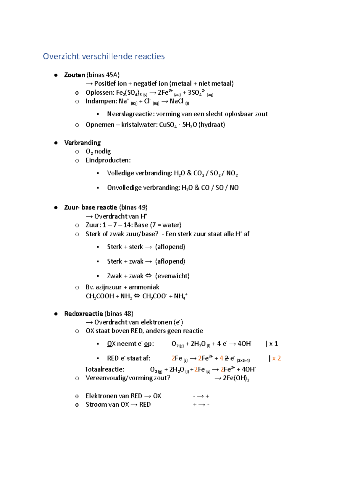 Scheikunde havo - Samenvatting van Reacties en Berekeningen - Studeersnel