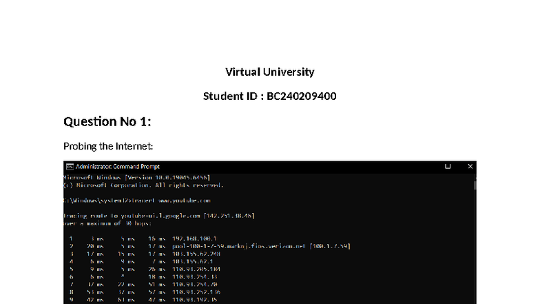 Cs610 - Computer Networks - Virtual University Student ID : BC Question ...