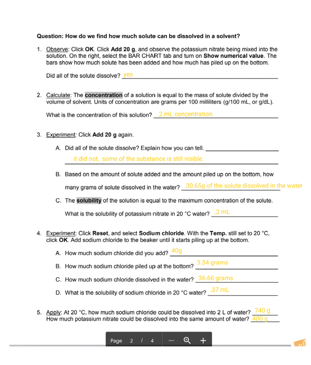 Artboard 2 - Gizmo for Solubility and Temperature - Question: How do we find how much solute can ...