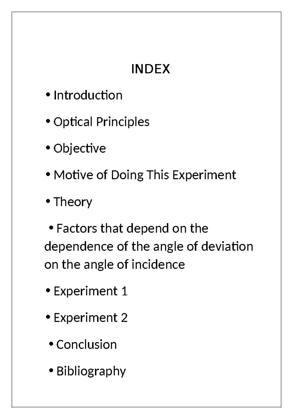 INDEX PHYSICS 12: Investigating Angle of Deviation in Prisms - Studocu