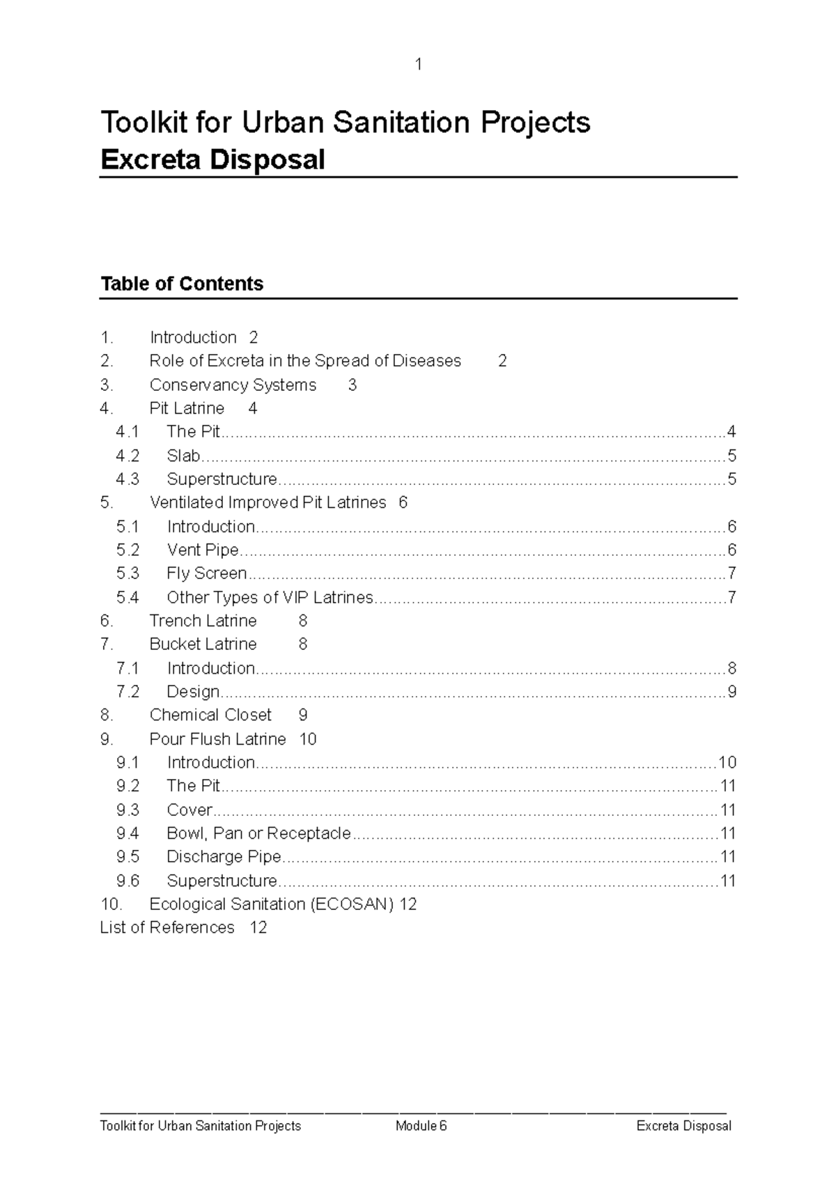 Urban Sanitation Toolkit: Excreta Disposal - Lecture Notes 1 - Studocu