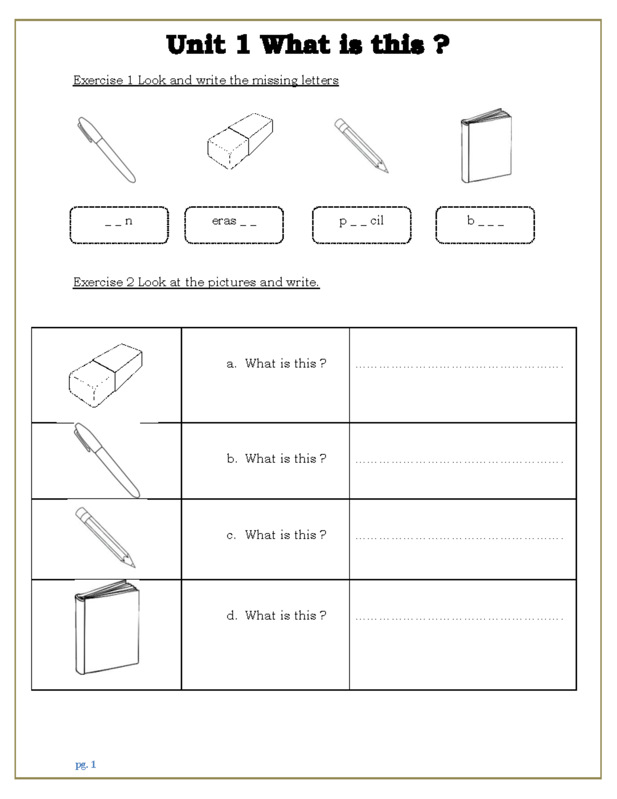 Unit 1 - Exercise Activities and Writing Practice - Studocu