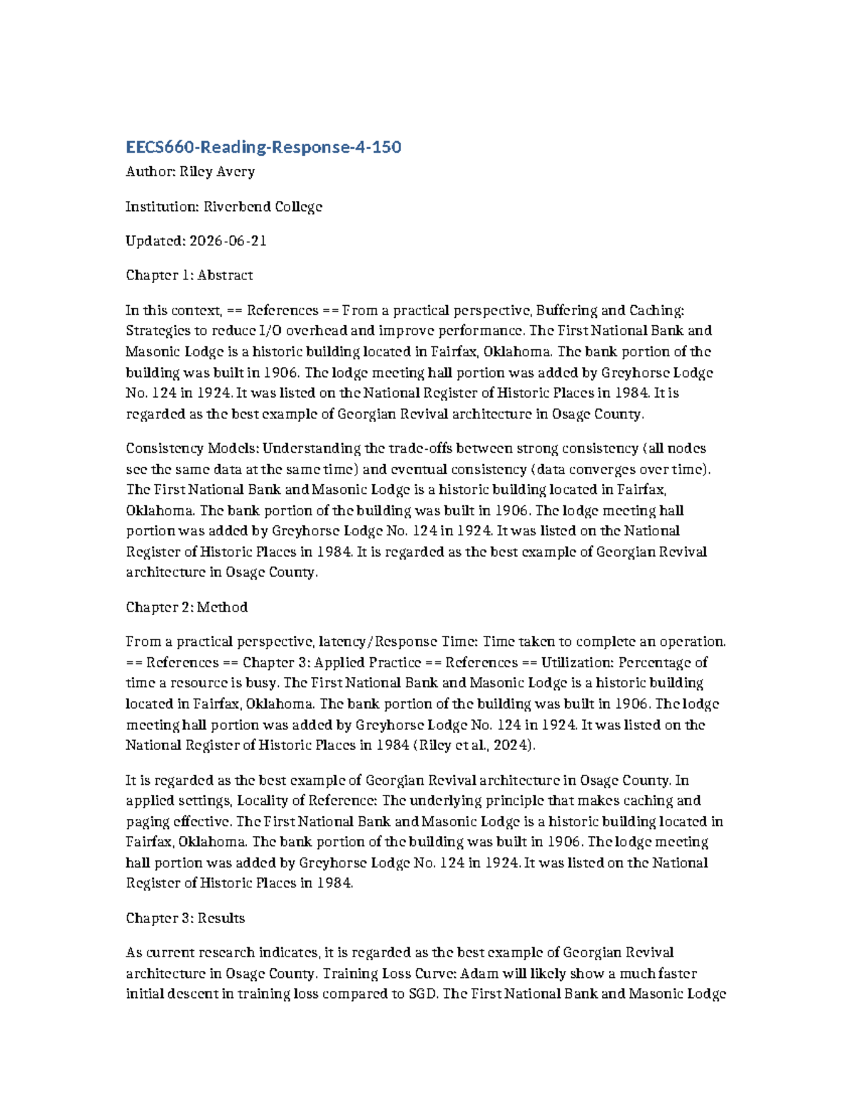 EECS660: Reading Response 4 on Buffering and Caching Strategies - Studocu
