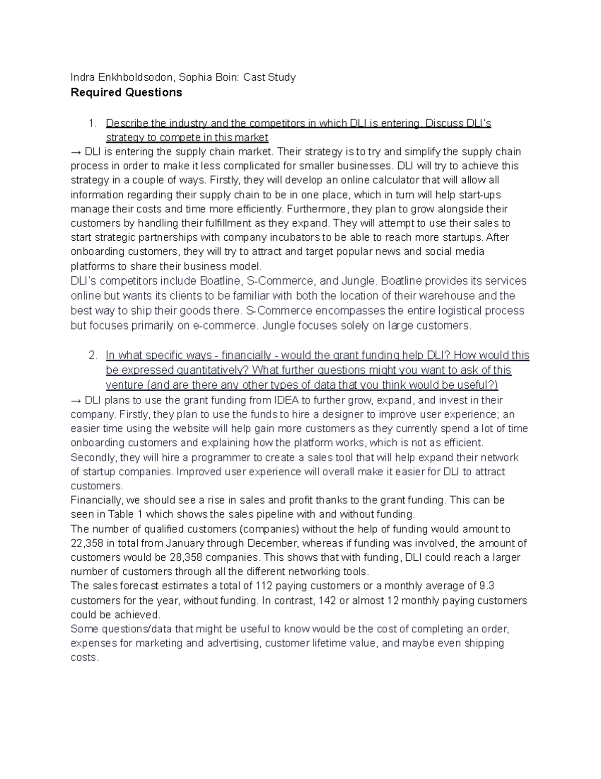 Managerial Accounting - Case Study on DLI's Market Strategy Fall - Studocu