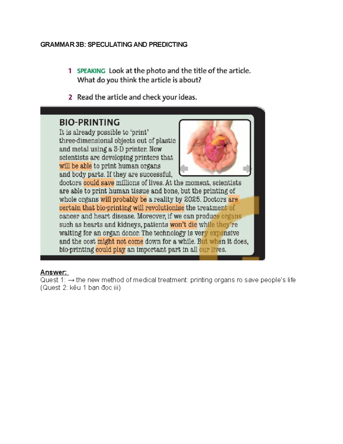 Grammar 3B: Speculating and Predicting in English 11 - Studocu