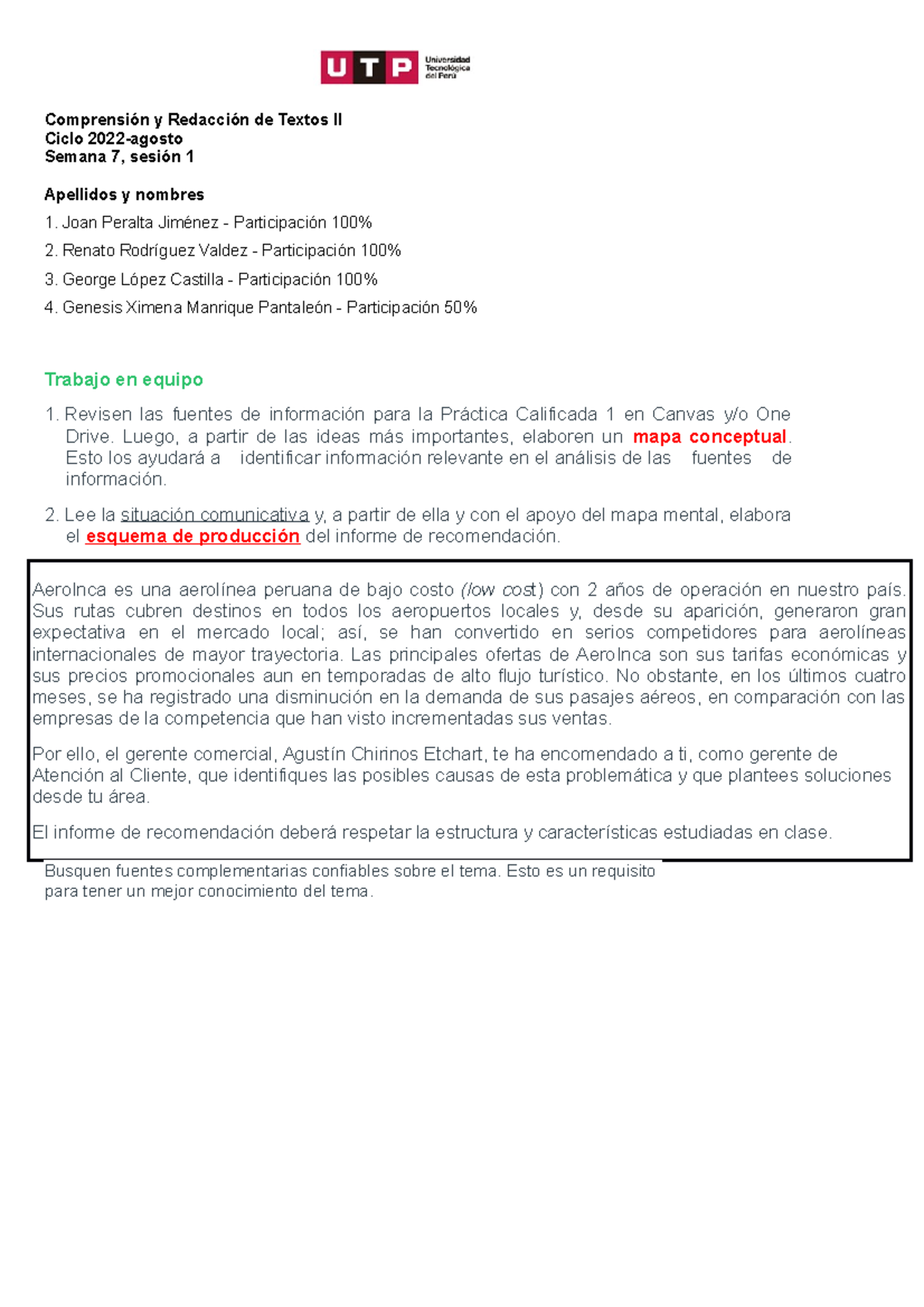 S7 S1 Ejercicio: Mapa Conceptual y Esquema de Informe - Studocu