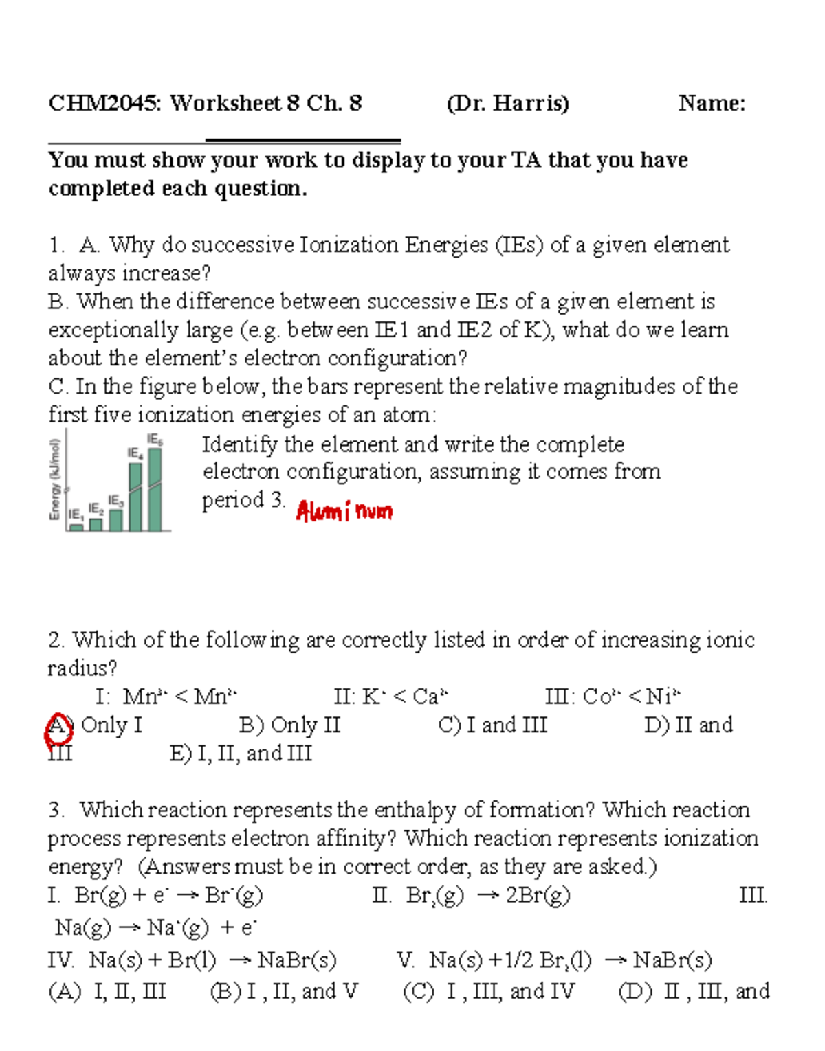 WS 8 Ch. 8 - Discussion worksheet for Professor Steven Harris's ...