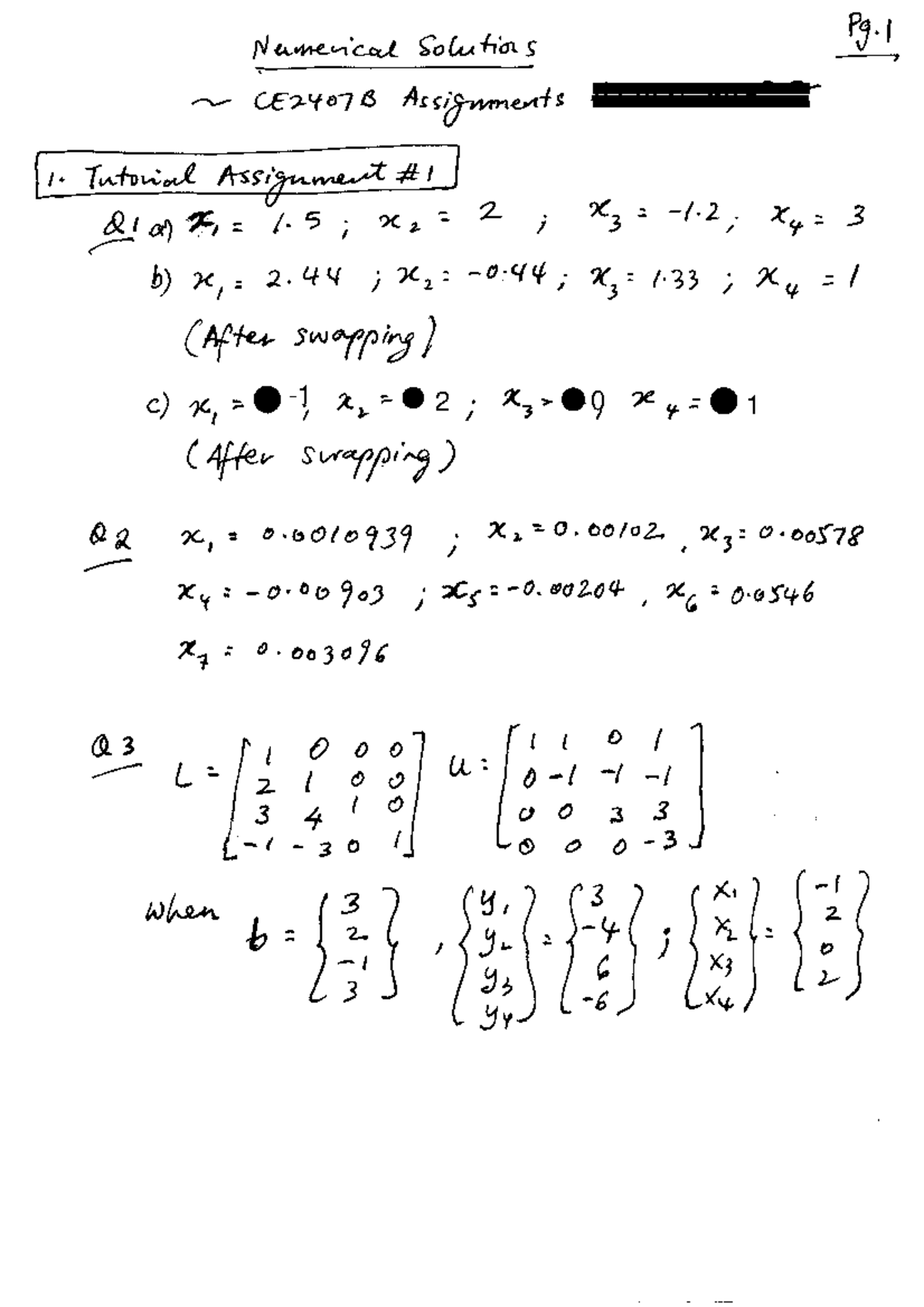 Numerical answers for tutorial assignments ce2407b - Numerical ...