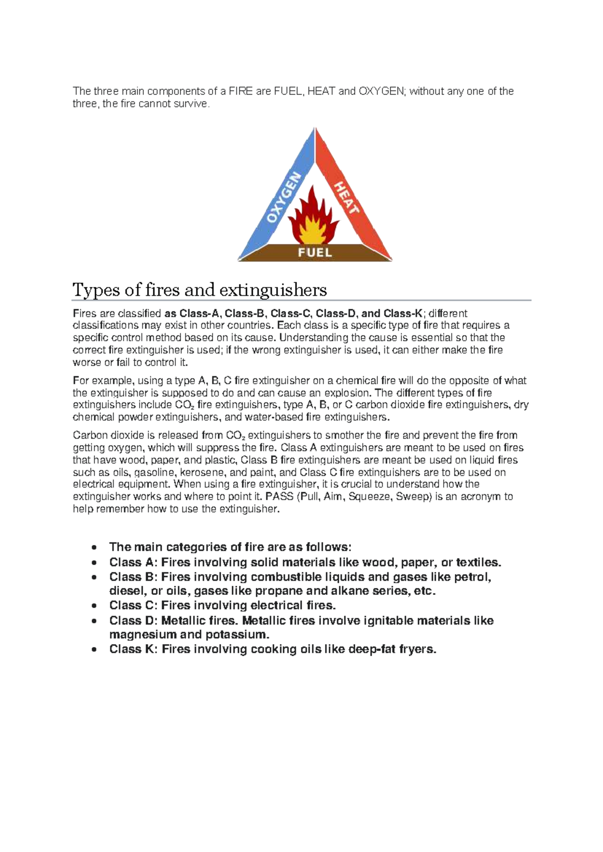 Types of Fires and Extinguishers - Seamanship (FIRE 101) - Studocu