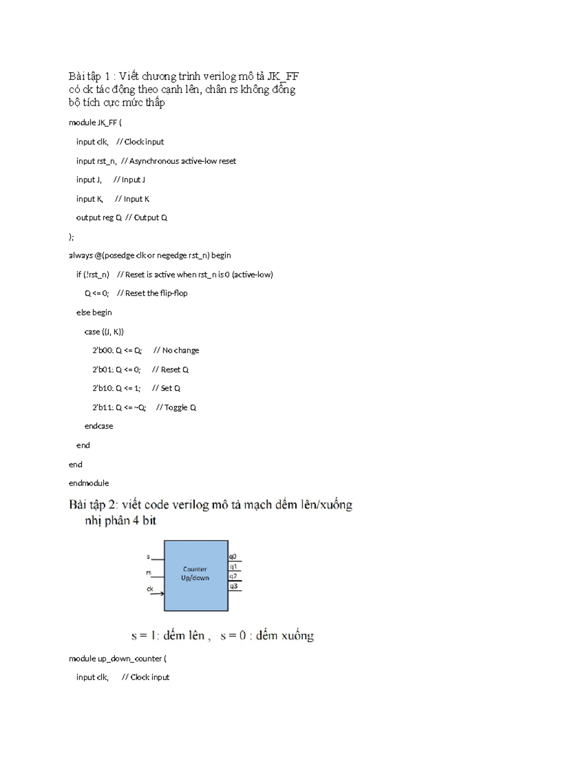 BT HDL - Bài Tập Verilog Mô Tả JK_FF và Bộ Đếm 4-Bit - Studocu