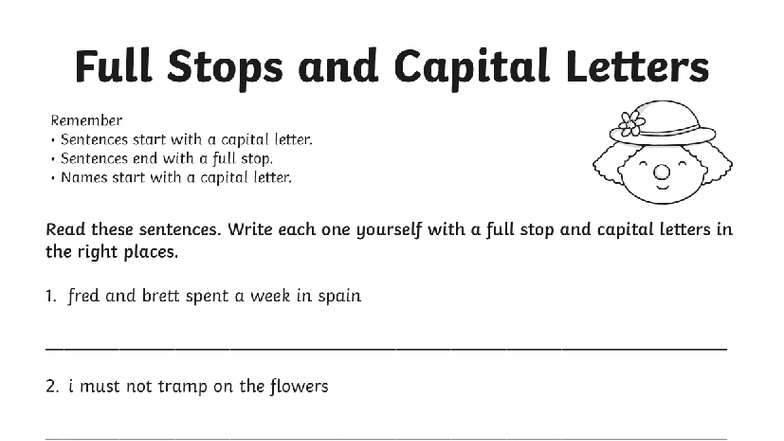 Full Stops and Capital Letters Exercise (ENG101) - Studocu
