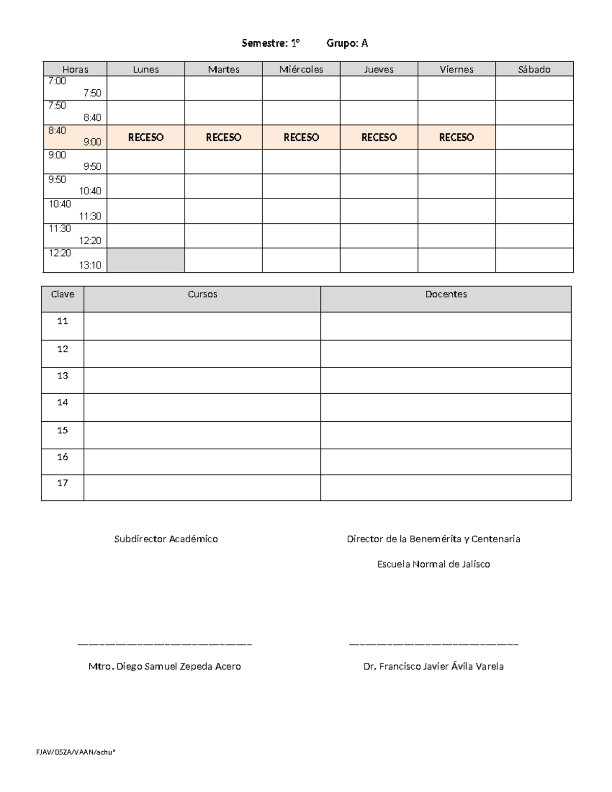 Formato de Horario Matutino 2025-B 1° Semestre - Grupos A-E - Studocu