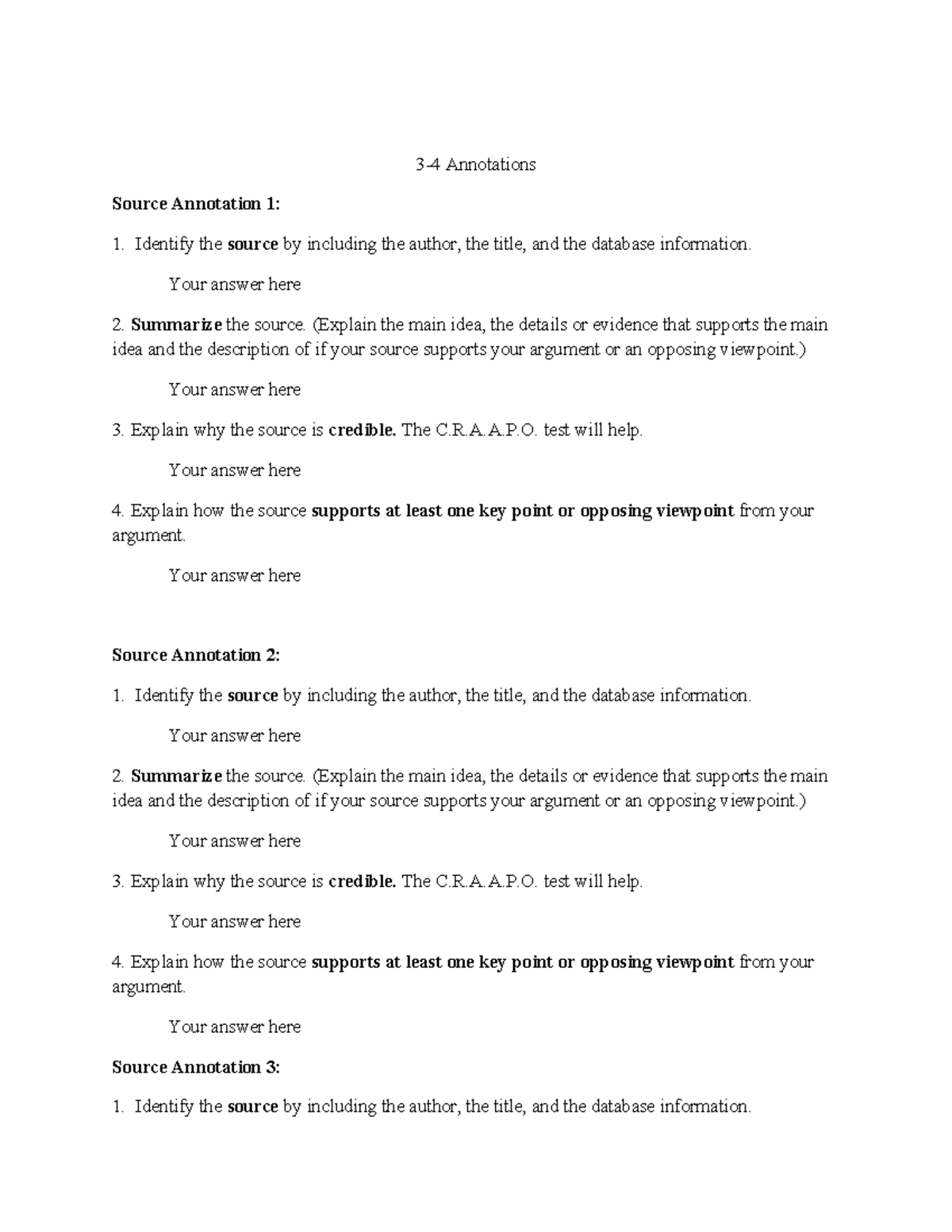 3-4 Annotations Template: Comprehensive Guide for Analyzing Sources ...