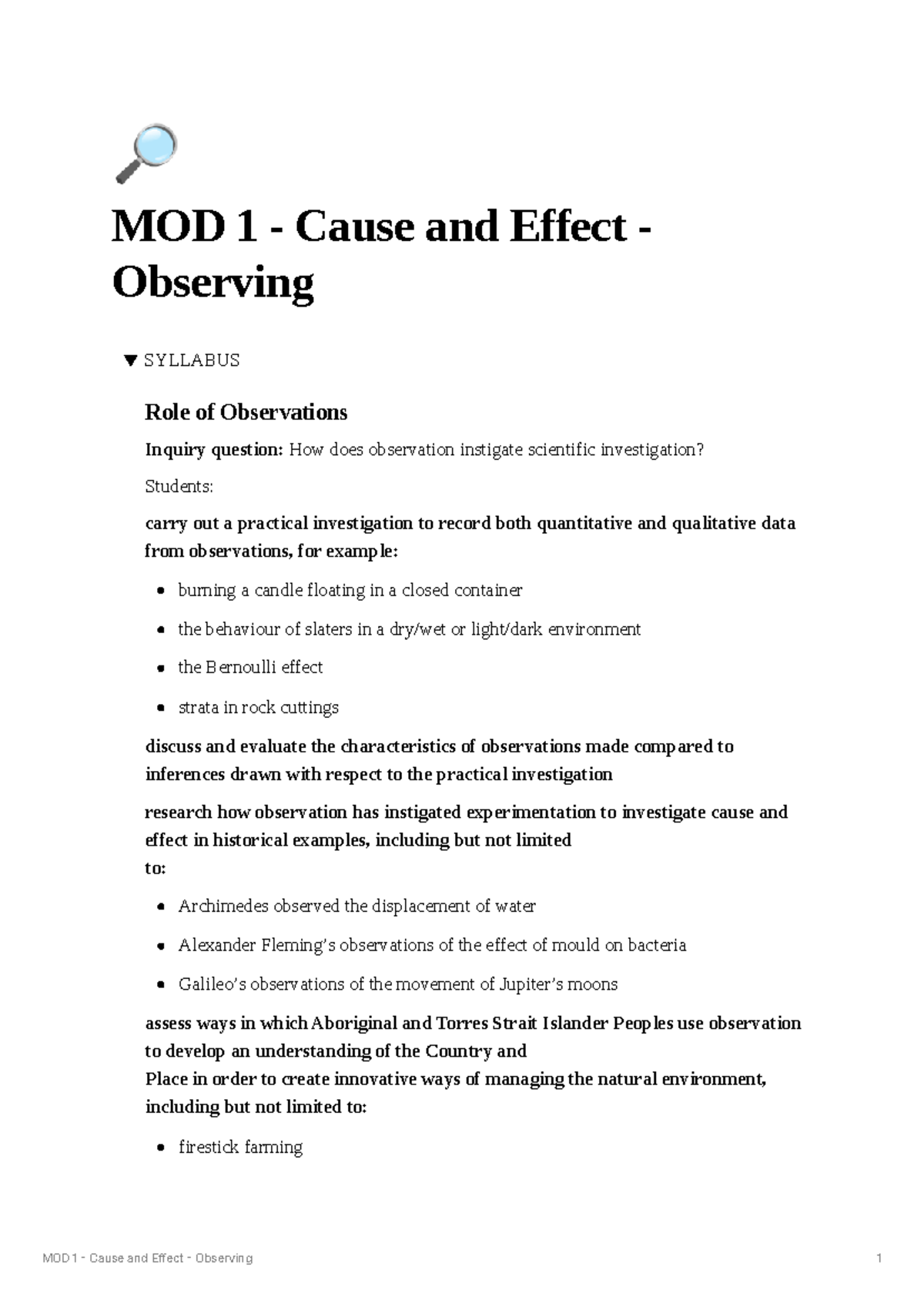 Investigating Science Module 1 notes - 🔎 MOD 1 - Cause and Effect ...