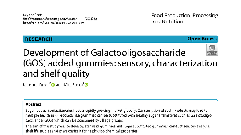Development of GOS-Enhanced Gummies: Sensory & Shelf Life Analysis ...