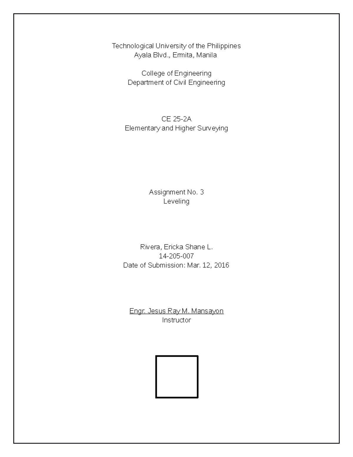 The stadia method In determining stadia interval factor (K) of a ...