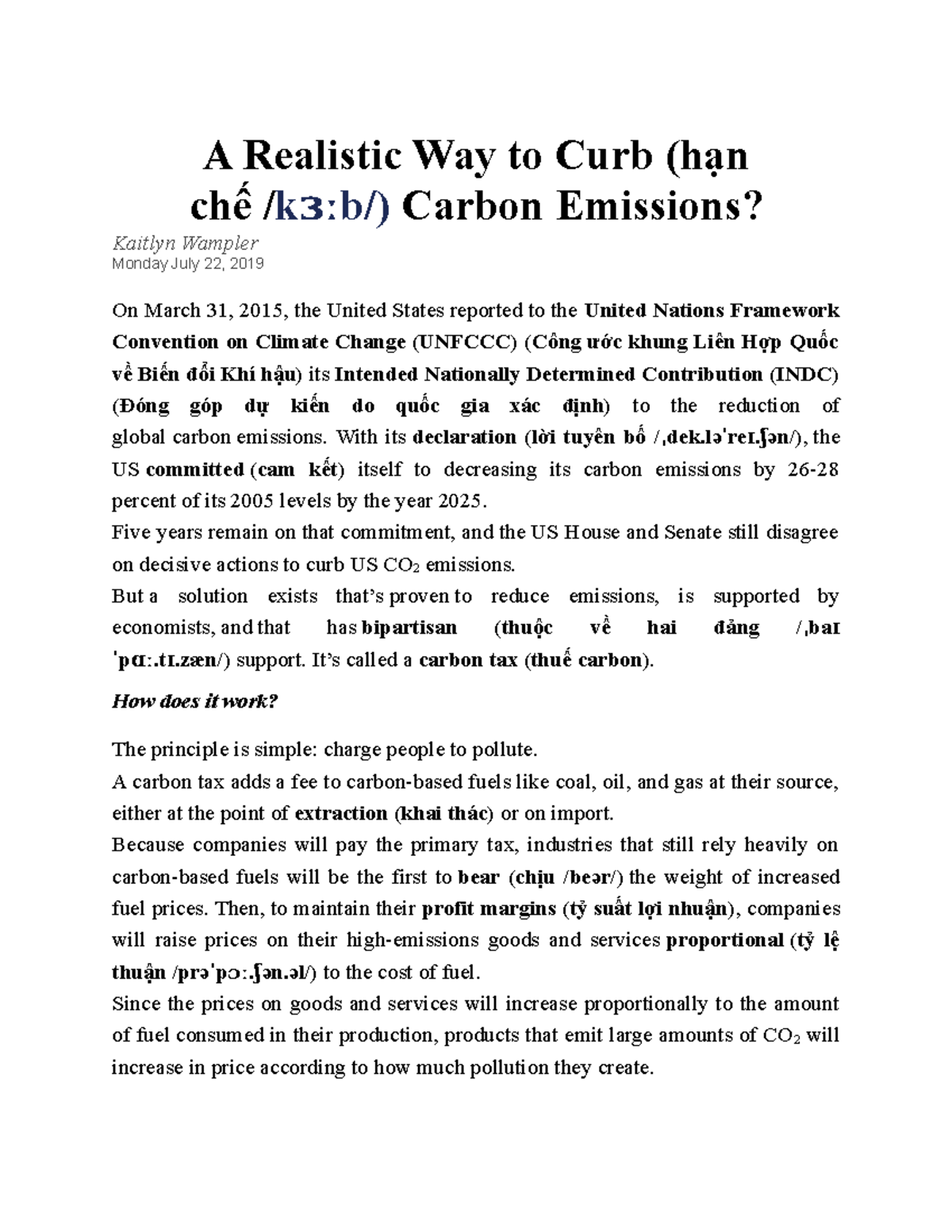 A Realistic Way to Curb Carbon Emissions - A Realistic Way to Curb (hạn ...