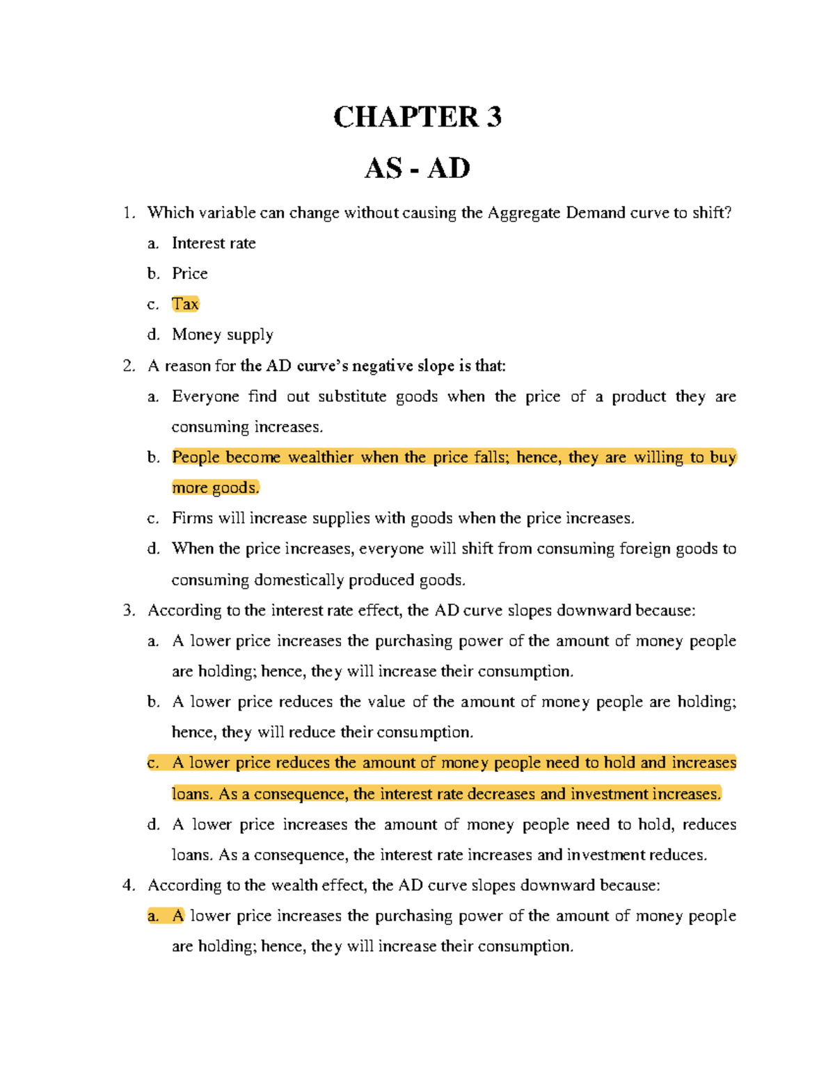 CHAPTER 3 AD 1-25: Aggregate Demand Analysis and Effects - Studocu
