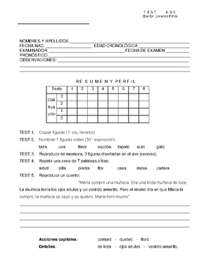 TEST ABC - Guía de Aplicación y Evaluación Psicopedagógica - Studocu