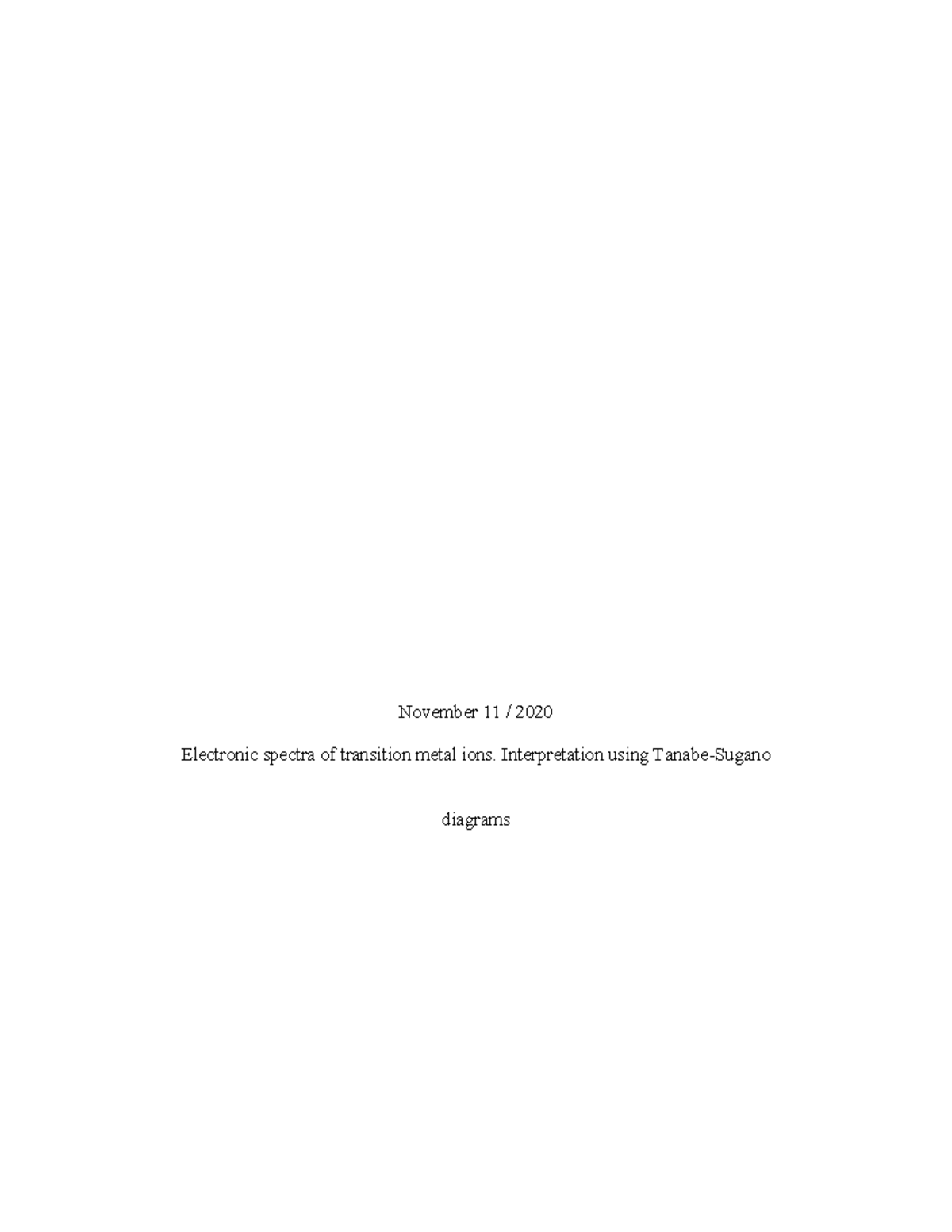 Measurements of Magnetic Susceptibility: Evans NMR & Tanabe-Sugano ...