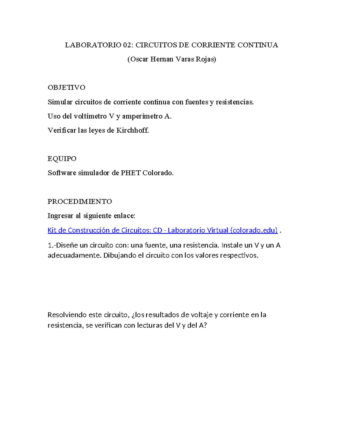 LAB 02: SIMULACIÓN DE CIRCUITOS DC CON PHET - Studocu