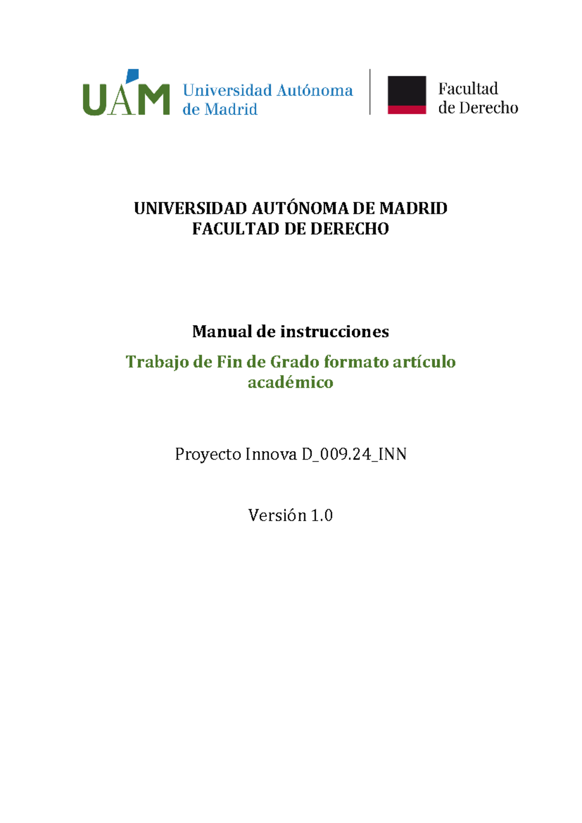 Manual de Instrucciones para el TFG en Derecho - UAM D_009.24_INN - Studocu