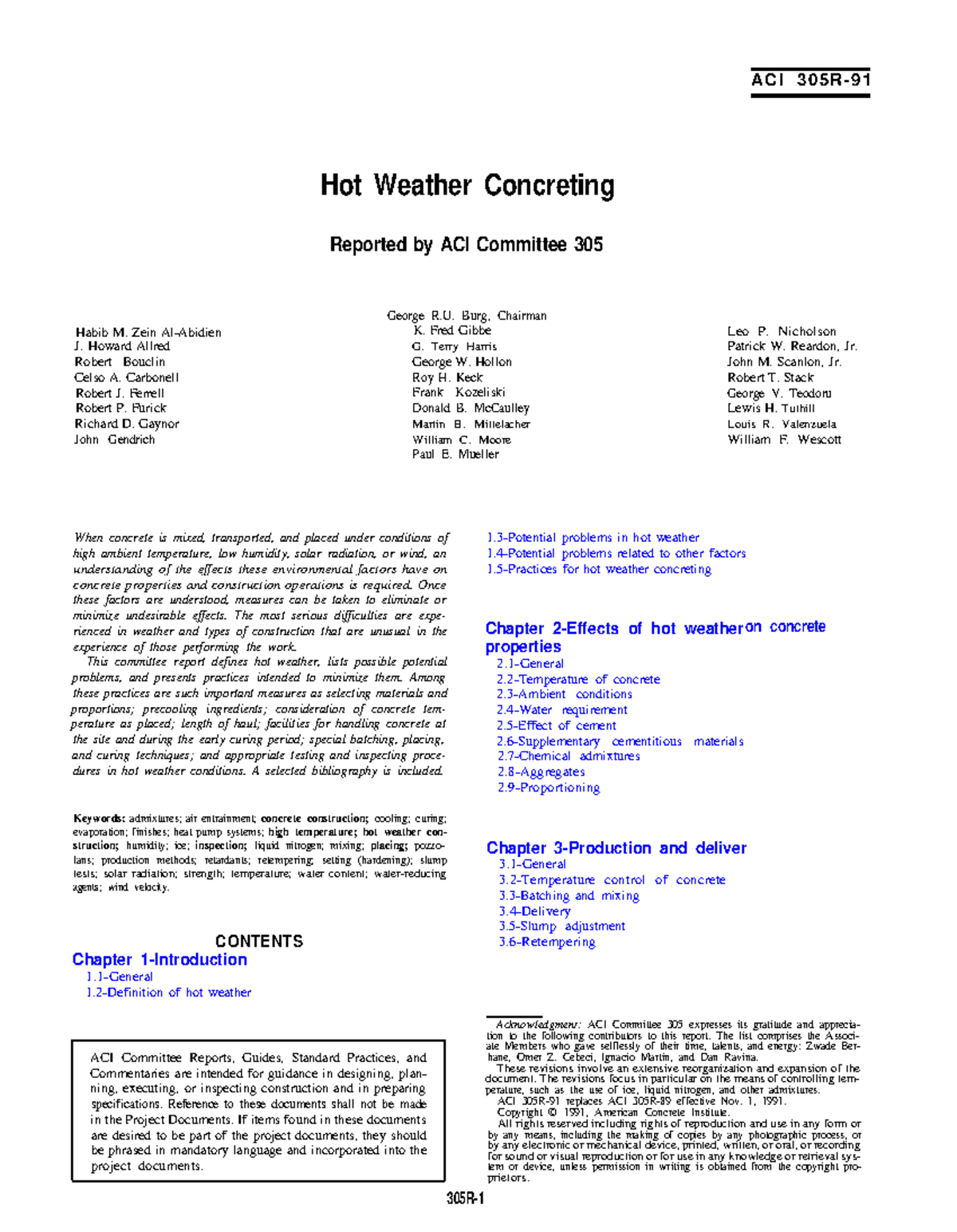 ACI 305R-91 Hot Weather Concreting Practices and Guidelines - Studocu