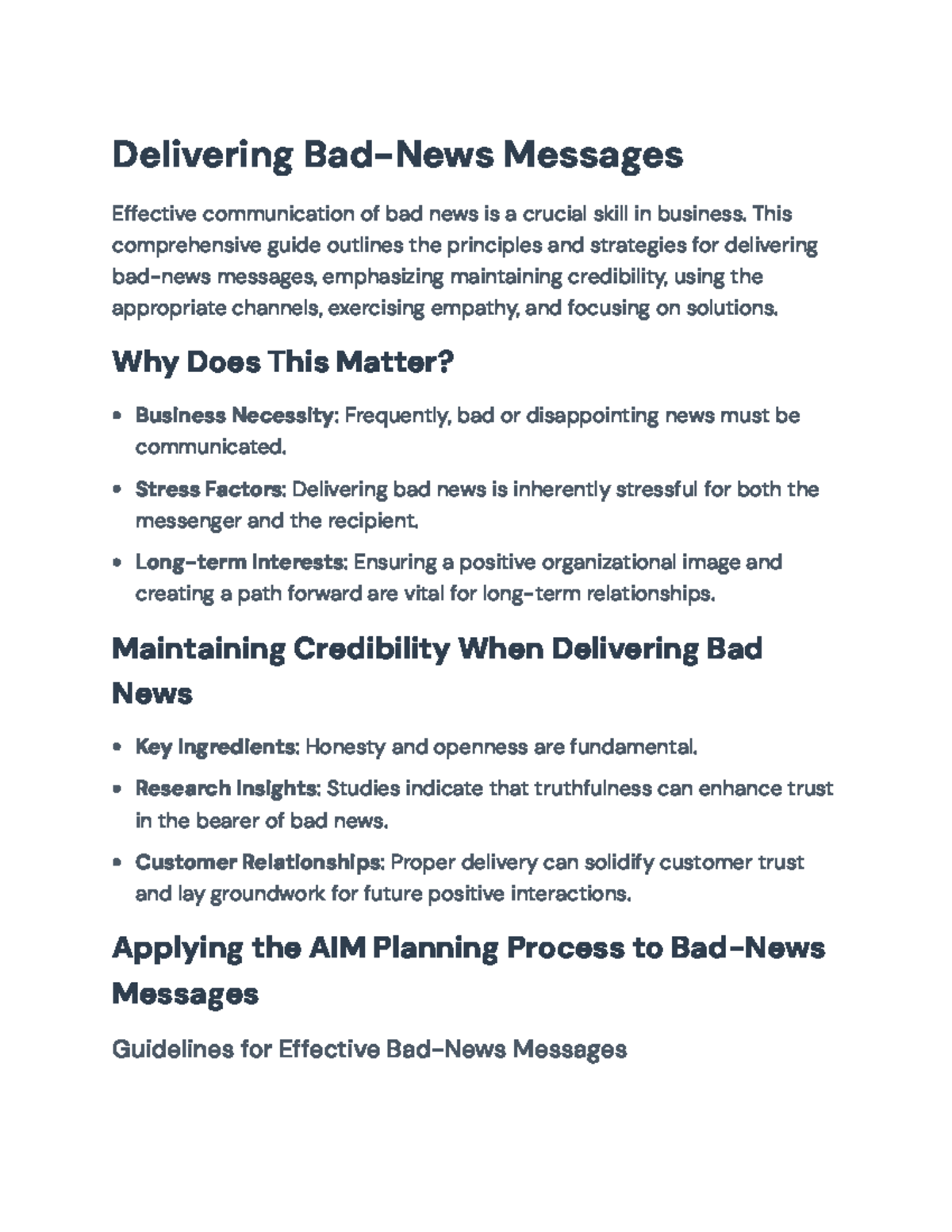 Strategies for Delivering Bad-News Messages in Business Communication ...